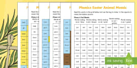 Easter Phonics Phase 3 Real and Nonsense Words Mosaic