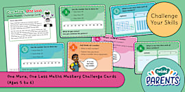 Year 1 One More and One Less Maths Mastery Challenge Cards