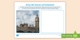 Houses of Parliament Template Worksheet / Worksheet - Twinkl
