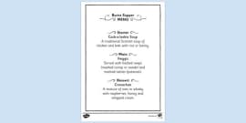 KS1 Burns Night Supper Menu - Primary Resources - Twinkl