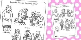 Babushka Words Colouring Sheet (teacher made) - Twinkl