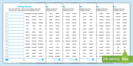 2014 National Curriculum Spelling List Years 3 and 4