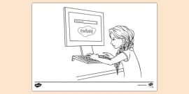 Hands Typing Colouring Sheet | Colouring Sheets