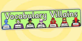 Editable Vocabulary Villain Then Word Mat