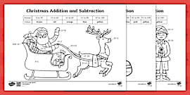 Christmas Maths Colouring - Maths Colour by Number Activity
