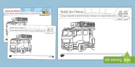 Draw the Fire Engine Worksheet (teacher made) - Twinkl