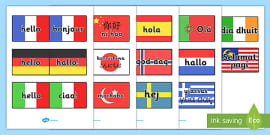 Hello in Many Languages Matching Cards (teacher made)