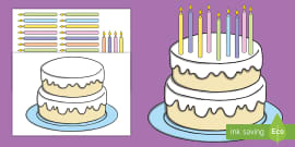 Counting Candles Birthday Cake and Candles Cut-Outs - Twinkl