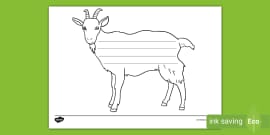 Goat Outline Template, Goat, Farm Animals