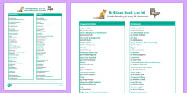 Brilliant Book List EYFS Book List