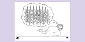 Pharaoh Dreaming About Seven Thin Cows and Seven Fat Cows Colouring Sheet