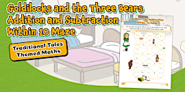 👉 Three Little Pigs Addition and Subtraction Within 10 Maze