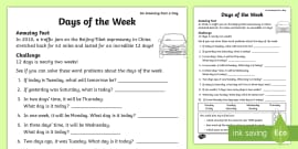 Days of the Week Spelling Worksheet - Primary Resources