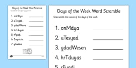 Days Of The Week Handwriting Practice Sheets (teacher made)