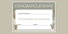 KS1 First Week Back at School Certificate (teacher made)