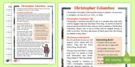 The Life of Christopher Columbus Cut and Paste Activity