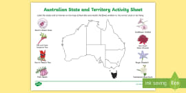Australian State and Territories Floral Emblems Cut and Paste Worksheets