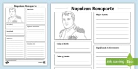 Napoleon Bonaparte Research Activity (teacher made) - Twinkl
