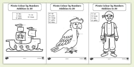 Addition to 20 Seaside Themed Colour by Numbers - Twinkl