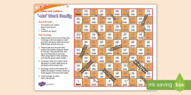 Snakes & Ladders Word Family '-ash' Game (teacher made)