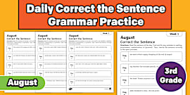 Third Grade April Daily Correct the Sentence Grammar