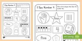 I Spy the Number 4 Worksheet (teacher made)