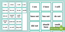 Contractions Matching Cards (teacher made) - Twinkl
