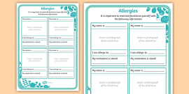 Printable Allergy Form Template | Health Ed | Twinkl USA