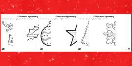Christmas Draw the Other Half Worksheet - Christmas Drawing