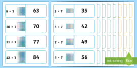 Number Array Multiplication Cards: 2, 5 and 10 Times Tables
