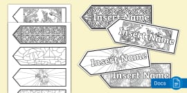 Mindfulness Colouring Desk Name Tags (Editable) - Twinkl