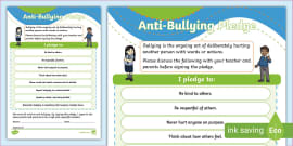 Anti-Bullying Pledge 3-6 (teacher made) - Twinkl