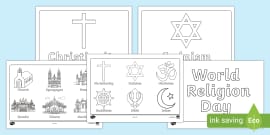 World Religion Day Coloring Sheets (teacher made) - Twinkl