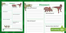 Dinosaur Information Cards Printable - Primary Resources