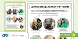 Effective Communication with Parents Handout | EYFS | CPD