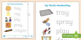 'ay' Sound Matching Activity Sheet (teacher made) - Twinkl