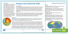 Continental Drift Timeline Worksheet | Pangaea Map Activity