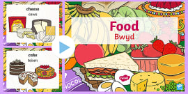 Party Food Word Mat Welsh (teacher made)