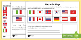 KS1 Match the Flags Differentiated Worksheet / Worksheet