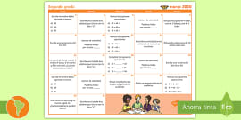 Calendario de tareas: Segundo Grado - Marzo 2020- Guía de trabajo