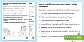 Causal Conjunctions and Adverbials Word Mat
