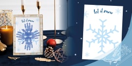 Snowflake Poem Winter Handprint Activity Poster