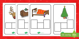 Christmas CVCC and CCVC Words Cut and Paste Activity