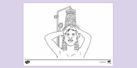 FREE! - Washing Hair Shower Colouring | Colouring Sheets