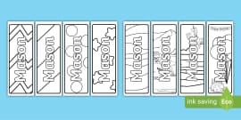 FREE! - Dylan Name Simple Colouring Bookmarks (Teacher-Made)