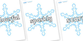 Wow Words on Snowflakes (teacher made) - Twinkl