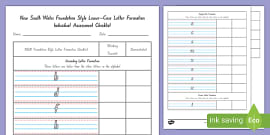 NSW Foundation Style Handwriting Individual Assessment Checklist