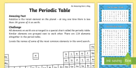 The Periodic Table Word Search (Teacher-Made) - Twinkl