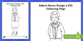 Robert Burns Tartan Kilt Colouring Pages (teacher made)