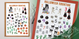 Halloween-Themed 1-10 Word and Number Display Posters Gaeilge